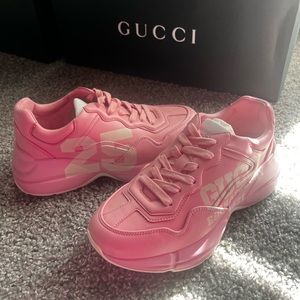 Gucci | Shoes | Gucci Rhyton Graphic Sneakers In Pink | Poshmark